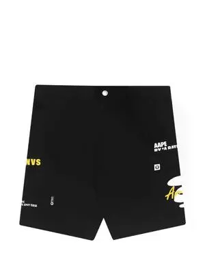 AAPE BY *A BATHING APE Moonface Logo-print Cargo Shorts - Neutrals
