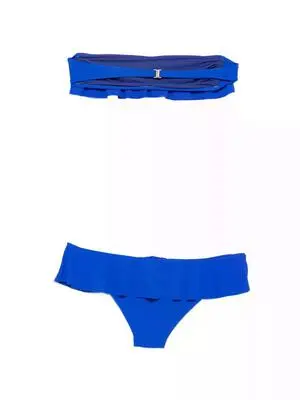 DONDUP Ruffled Bandeau Bikini Set - Blue