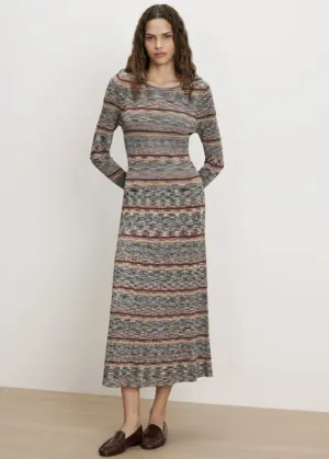 Veronica Beard Nami Knit Midi Dress - Rust Multi