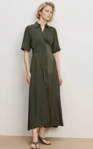 Veronica Beard Perenna Maxi Shirtdress - Loden
