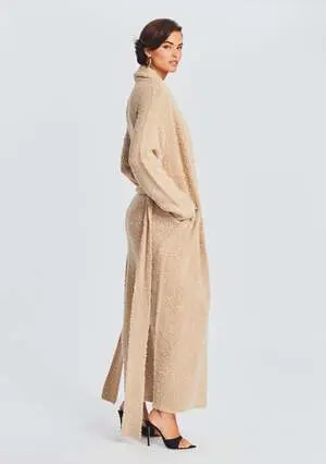 SEROYA Reed Boucle Floor-length Cardigan