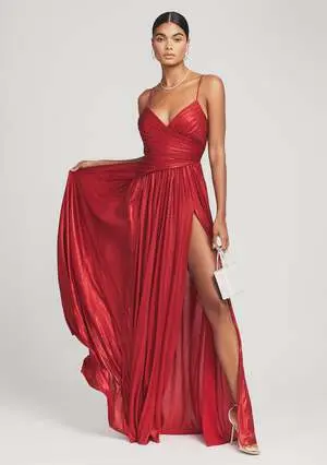 Retrofete Doss Dress In Lamé With Side Slit