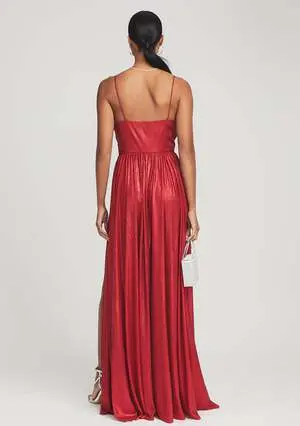 Retrofete Doss Dress In Lamé With Side Slit