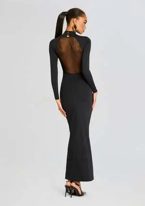 SEROYA Krystal Maxi Dress With Mesh Paneling