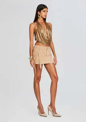 Retrofete Verna Leather Belted Skirt