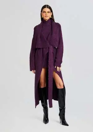SEROYA Rue Boucle Cardigan - Eggplant