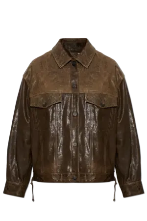 GOLDEN GOOSE Embossed Leather Jacket - Brown