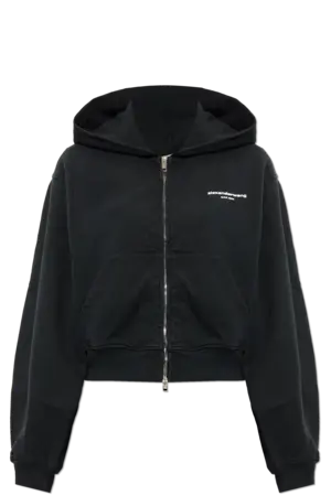 Alexander Wang Cropped Zip-up Hoodie - Black