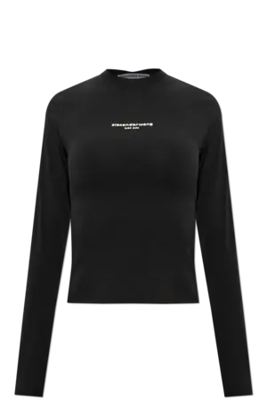Alexander Wang Long Sleeve Cropped Top With Embossed Logo