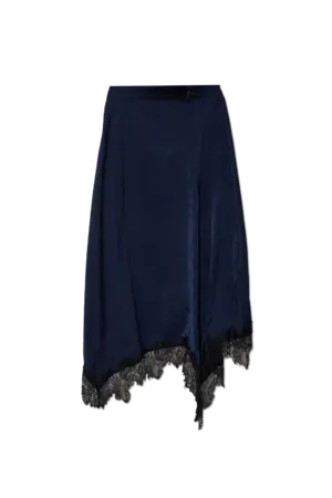 Baum Und Pferdgarten Baum Und Pferdgarten "Sophie" Asymmetrical Midi Skirt With Lace Trim Navy Blue