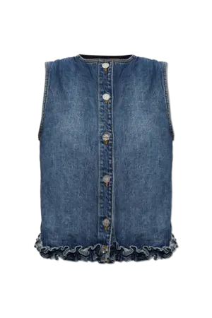 Baum Und Pferdgarten Madie" Denim Top With Ruffle Hem - Blue