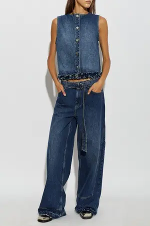 Baum Und Pferdgarten Madie" Denim Top With Ruffle Hem