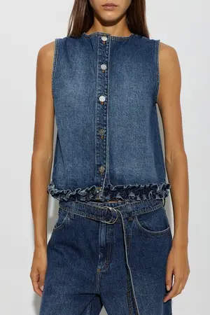 Baum Und Pferdgarten Madie" Denim Top With Ruffle Hem