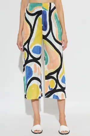 Issey Miyake Multicolor Abstract Print Pleated Culottes