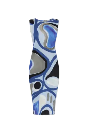 Issey Miyake Sleeveless Printed Midi Dress