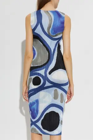 Issey Miyake Sleeveless Printed Midi Dress