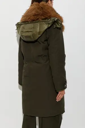 Moncler Halicte Puffy Parka With Faux Fur Trim - Green