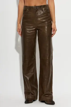GOLDEN GOOSE Leather Wide-leg Trousers
