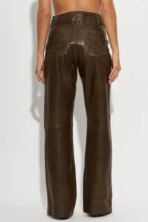 GOLDEN GOOSE Leather Wide-leg Trousers
