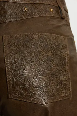 GOLDEN GOOSE Leather Wide-leg Trousers