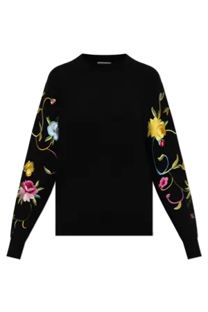 Kenzo Embroidered Wool And Silk Blend Sweater - Black