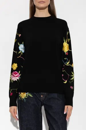 Kenzo Embroidered Wool And Silk Blend Sweater