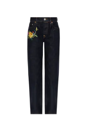 Kenzo Embroidered Floral Jeans - Navy Blue