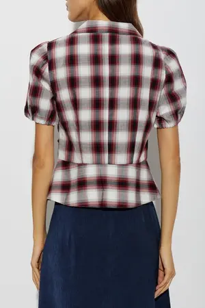 Baum Und Pferdgarten Macaia Checkered Shirt With Puff Sleeves