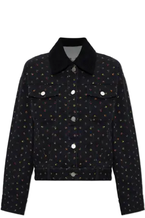 Baum Und Pferdgarten Bille" Denim Jacket With Floral Motif - Black