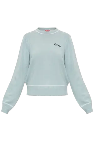 Kenzo Wool Sweater With Embroidered Logo - Blue