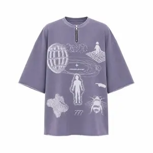MYSIMPLICATED Graphic Quarter Zip Oversized T-shirt