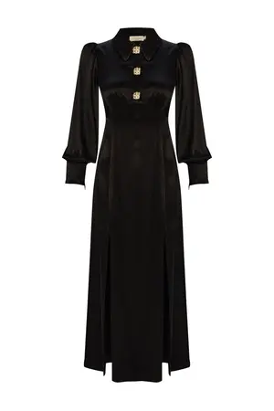 EXQUISE Alivia Midi Dress With Button Detail And Slit