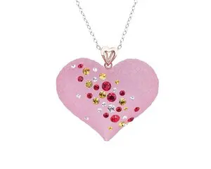 GOLD & HONEY Lucite Heart Pendant With Swarovski Crystals - Pink