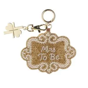 LAINES LONDON Beaded "mrs To Be" Bag Charm - Gold/white