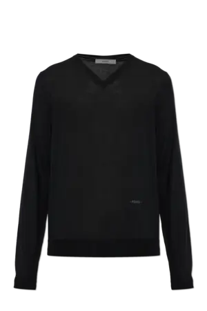 Fendi Fine Wool V-neck Sweater - Black