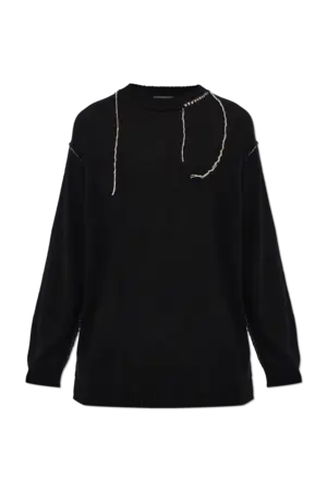 Yohji Yamamoto Wool Sweater With Raw Finish - Black