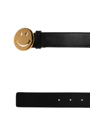 Moschino X Smiley Belt With Gold Tone Buckle
