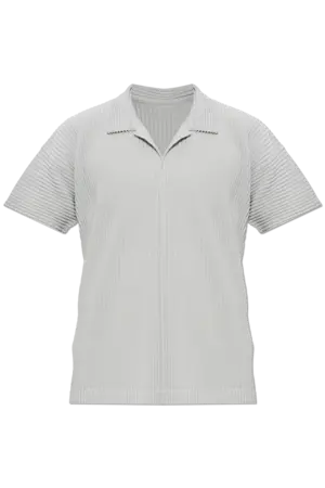 Issey Miyake Pleated Polo - Grey