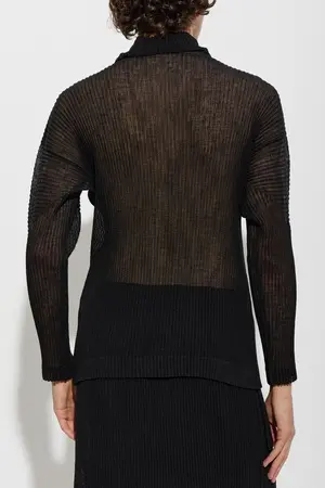 Issey Miyake Pleated Long Sleeve Turtleneck