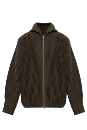 Issey Miyake Homme Plissé Issey Miyake Hooded Pleated Jacket Brown