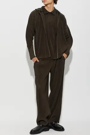 Issey Miyake Hooded Pleated Jacket - Brown