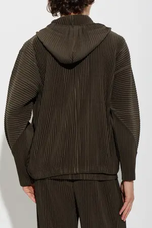 Issey Miyake Hooded Pleated Jacket - Brown