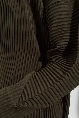 Issey Miyake Hooded Pleated Jacket - Brown