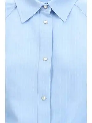 Jacob Cohen Short-sleeve Shirt In Striped Viscose And Linen Canvas - Blue