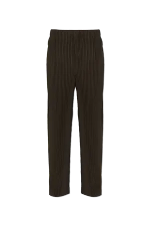 Issey Miyake Homme Plissé Pleated Technical Polyester Trousers - Brown