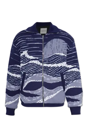LANEUS Insulated Cardigan With Artistic Motif
