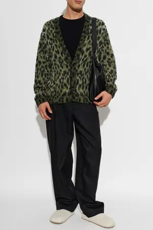 LANEUS Animal Print Cardigan