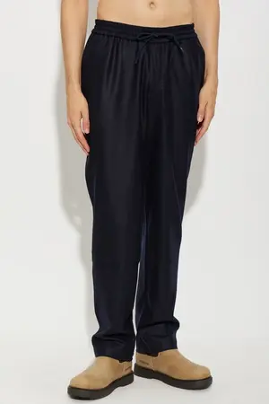 Sease Wool Trousers With Drawstring Waist - Navy Blue