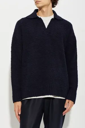 LANEUS Wool Polo Shirt With Collar