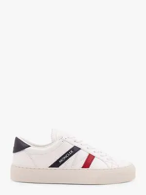 Moncler Monaco2 Leather Sneakers With Logo Print - Multicolor